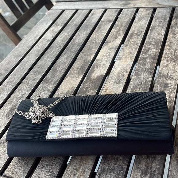 Sasha Fabiani | Bags | Sasha Satin Black Tie Evening Bag With ...